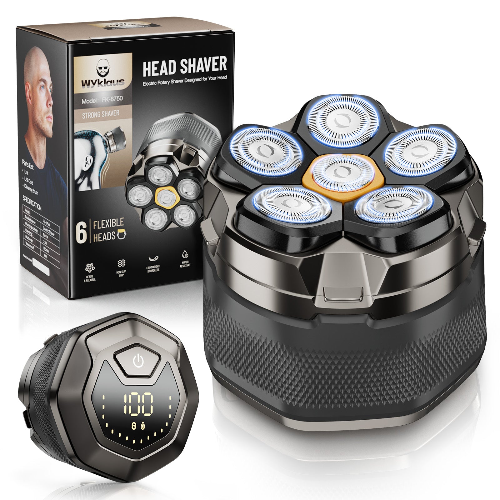 Head Shavers for Bald Men, Wyklaus Rechargeable Electric Razor Waterpr ...